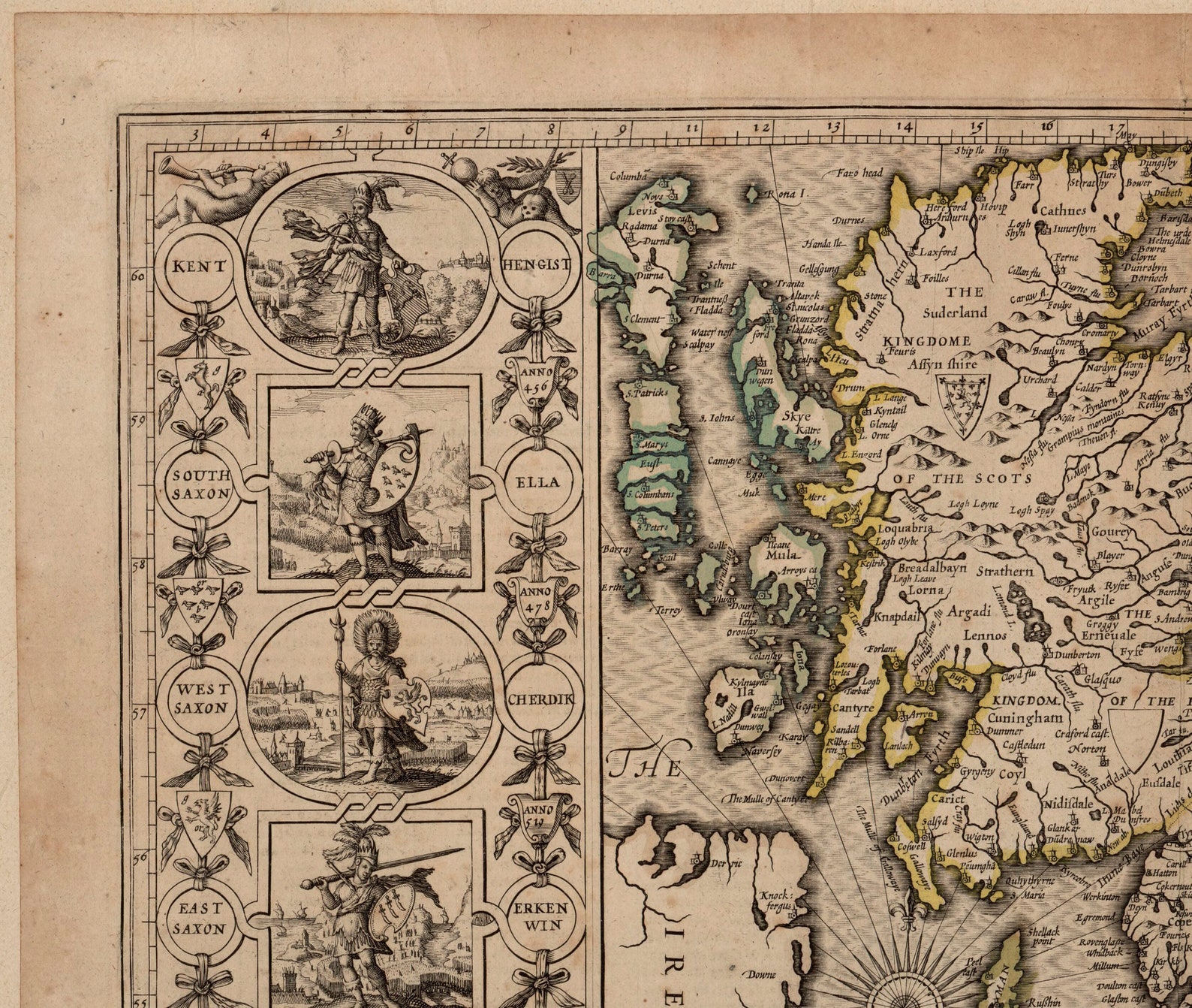 Rare Old Viking Map of England, Wales & Scotland in 1611- Anglo-saxon ...