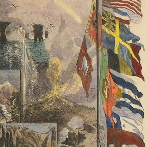 Old World Map, 1876 - "a Tour of the World" From Le Monde - 19th ...