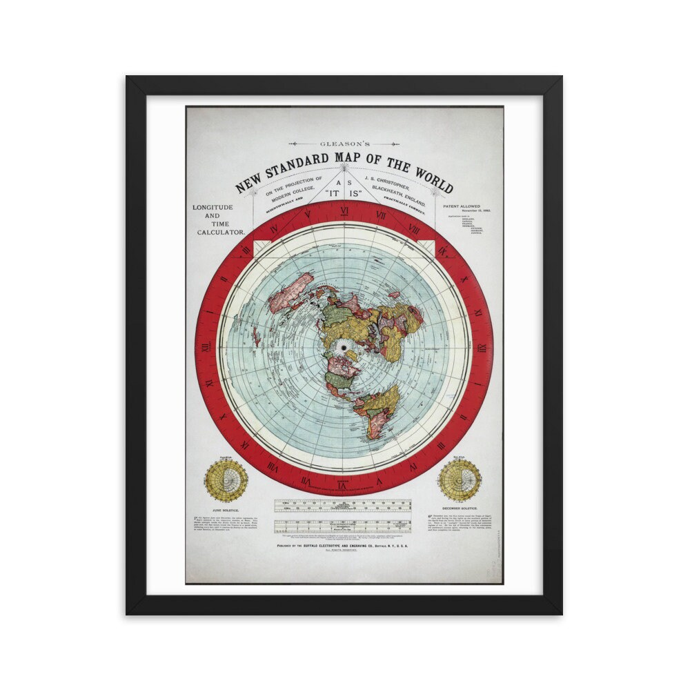 Flat Earth Gleason Map RESTORED EDITION Old Map, Large Map, Antique ...