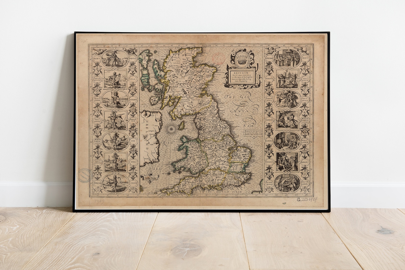 Rare Old Viking Map of England, Wales & Scotland in 1611 Anglo-saxon ...