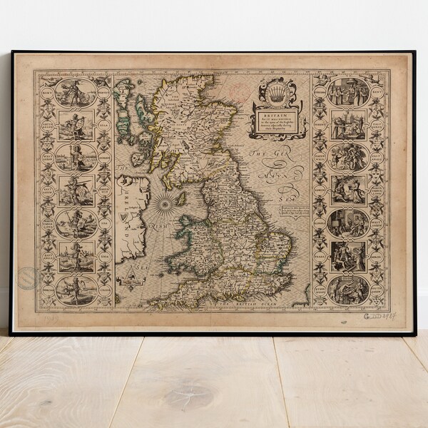 Medieval Map of Britain - Etsy