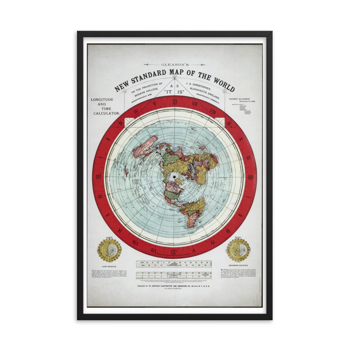 Flat Earth Gleason Map RESTORED EDITION Old Map, Large Map, Antique ...