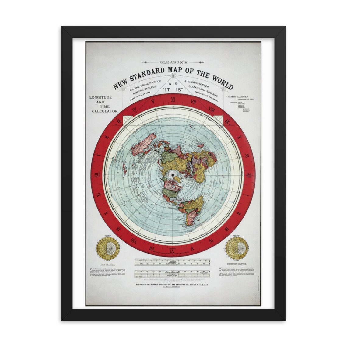 Flat Earth Gleason Map RESTORED EDITION Old Map, Large Map, Antique ...