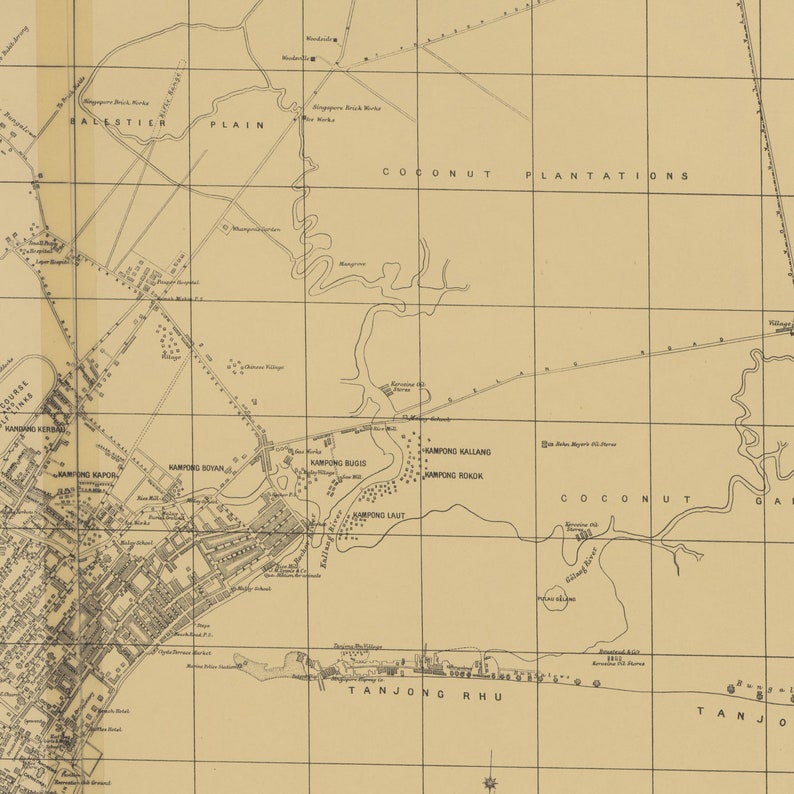 Old Map of Singapore 1913 Vintage Map | Vintage Poster Wall Art Print ...