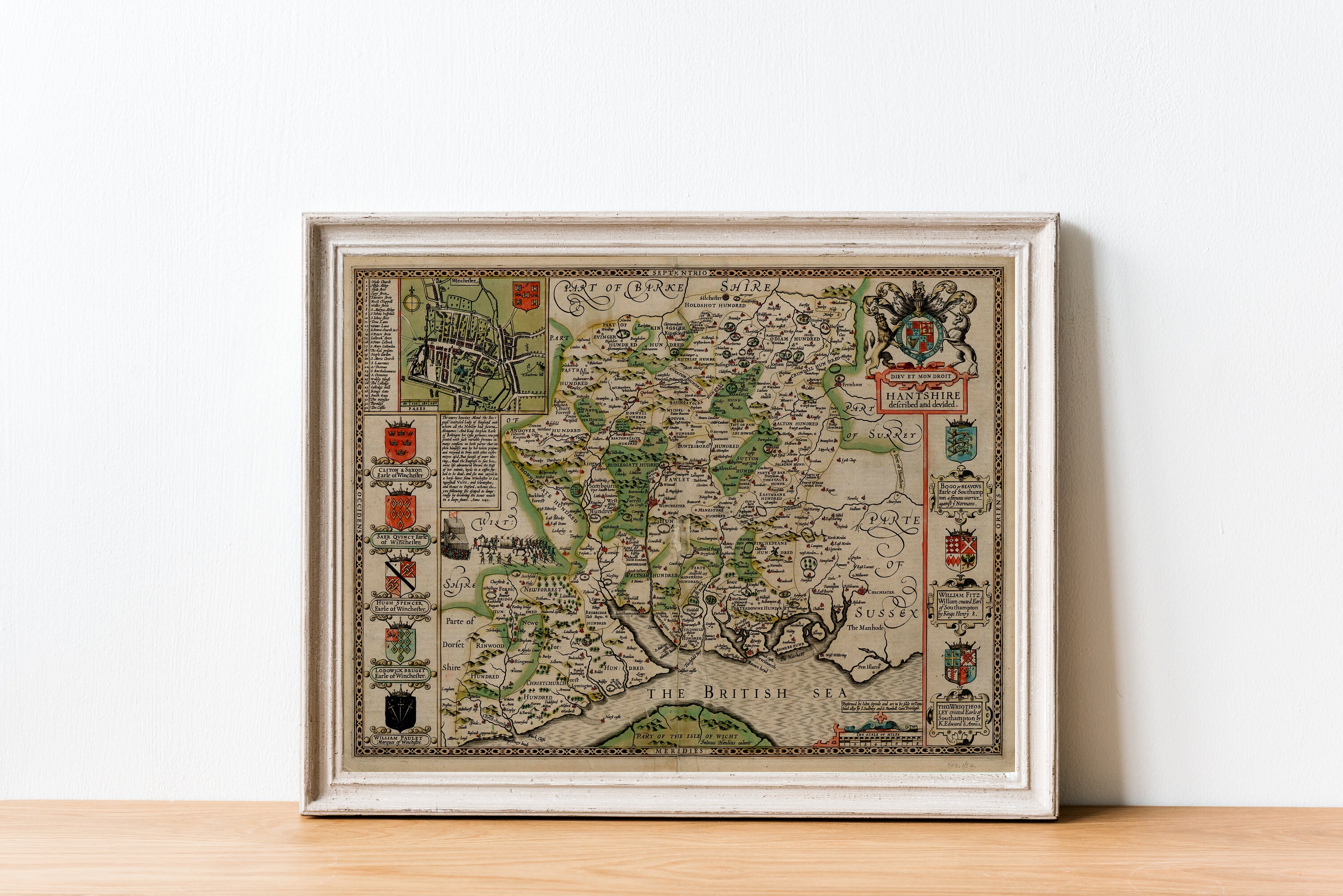 Old Map of Hampshire 1611 by John Speed Winchester - Etsy
