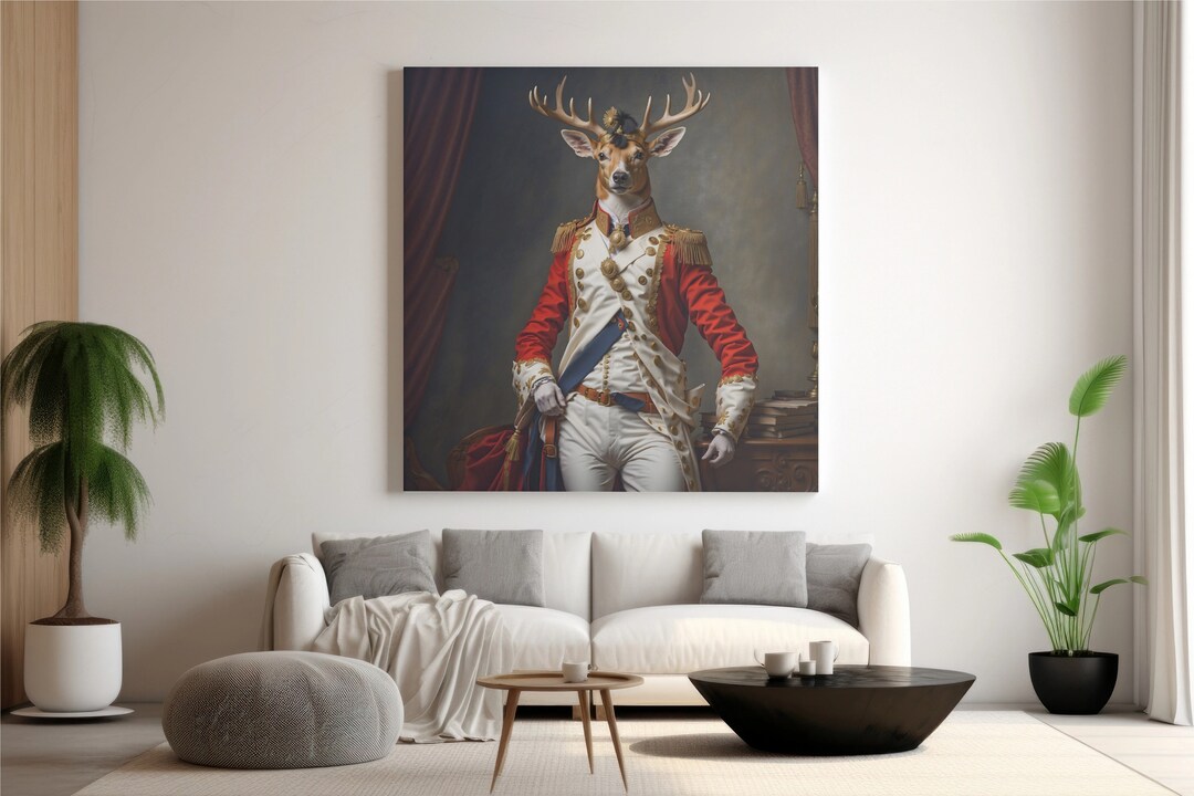 Stag Vintage Portrait, Renaissance Animal Painting, Altered Art Print ...