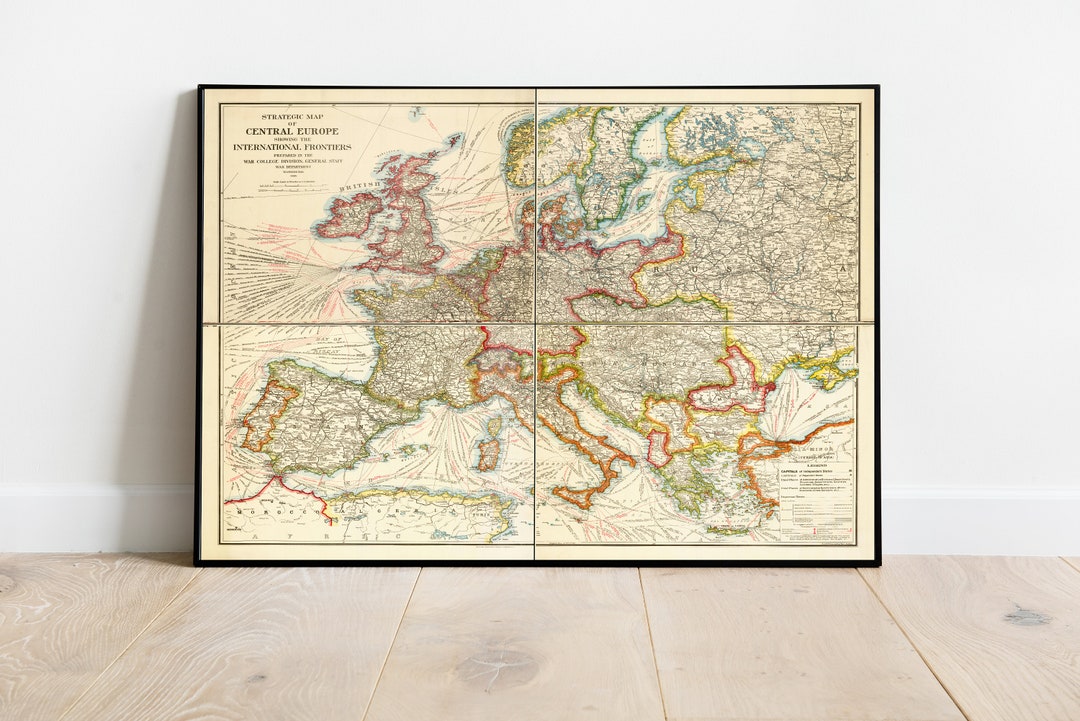 Vintage War Map of Europe 1915 | Antique Map Print - Etsy