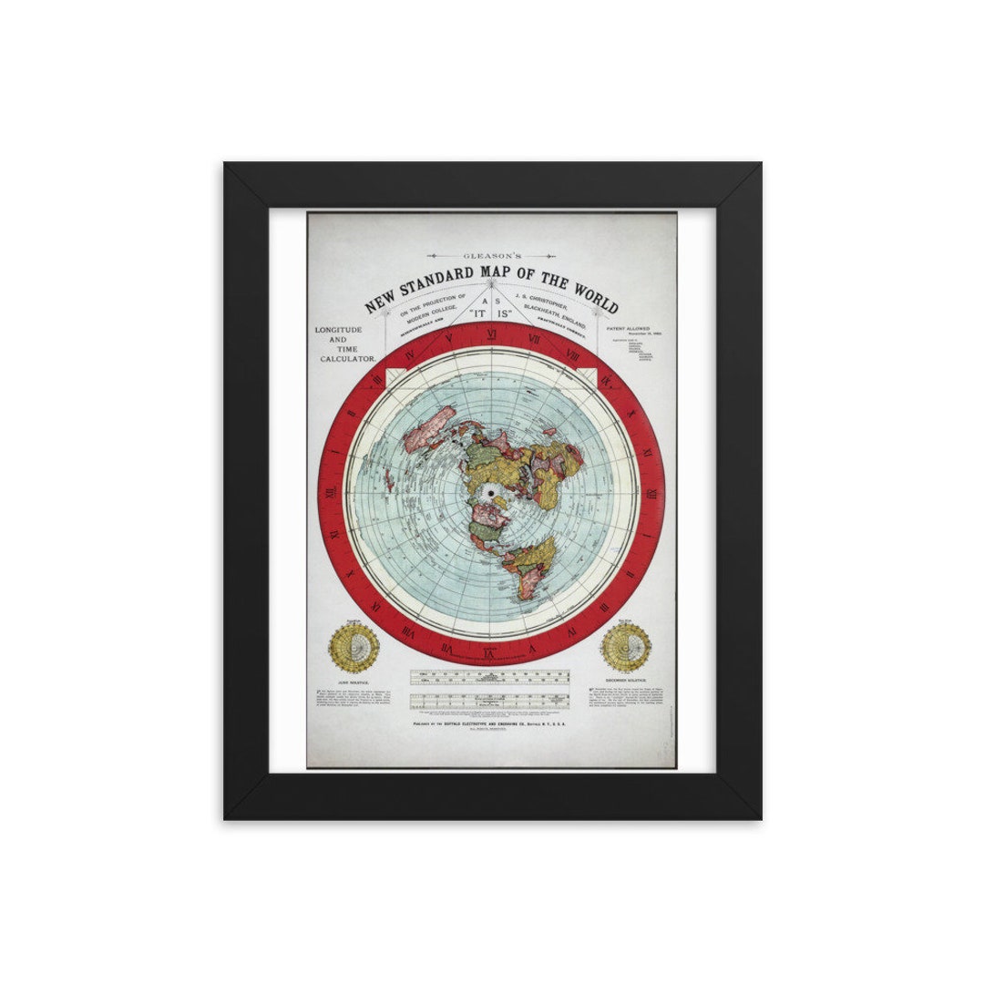 Flat Earth Gleason Map RESTORED EDITION Old Map, Large Map, Antique ...