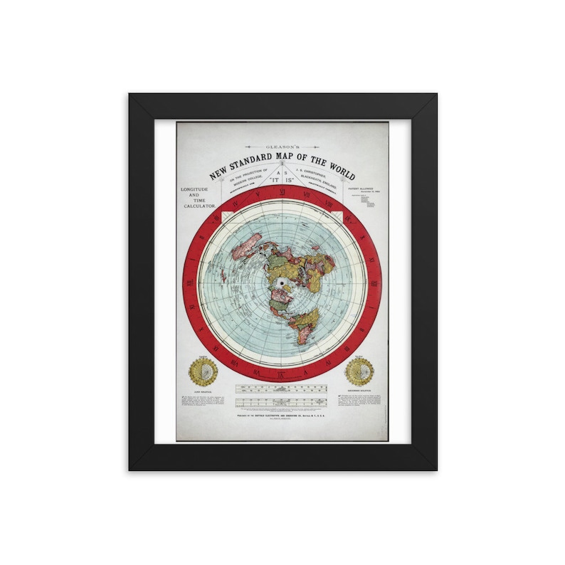 Flat Earth Gleason Map RESTORED EDITION Old Map, Large Map, Antique ...