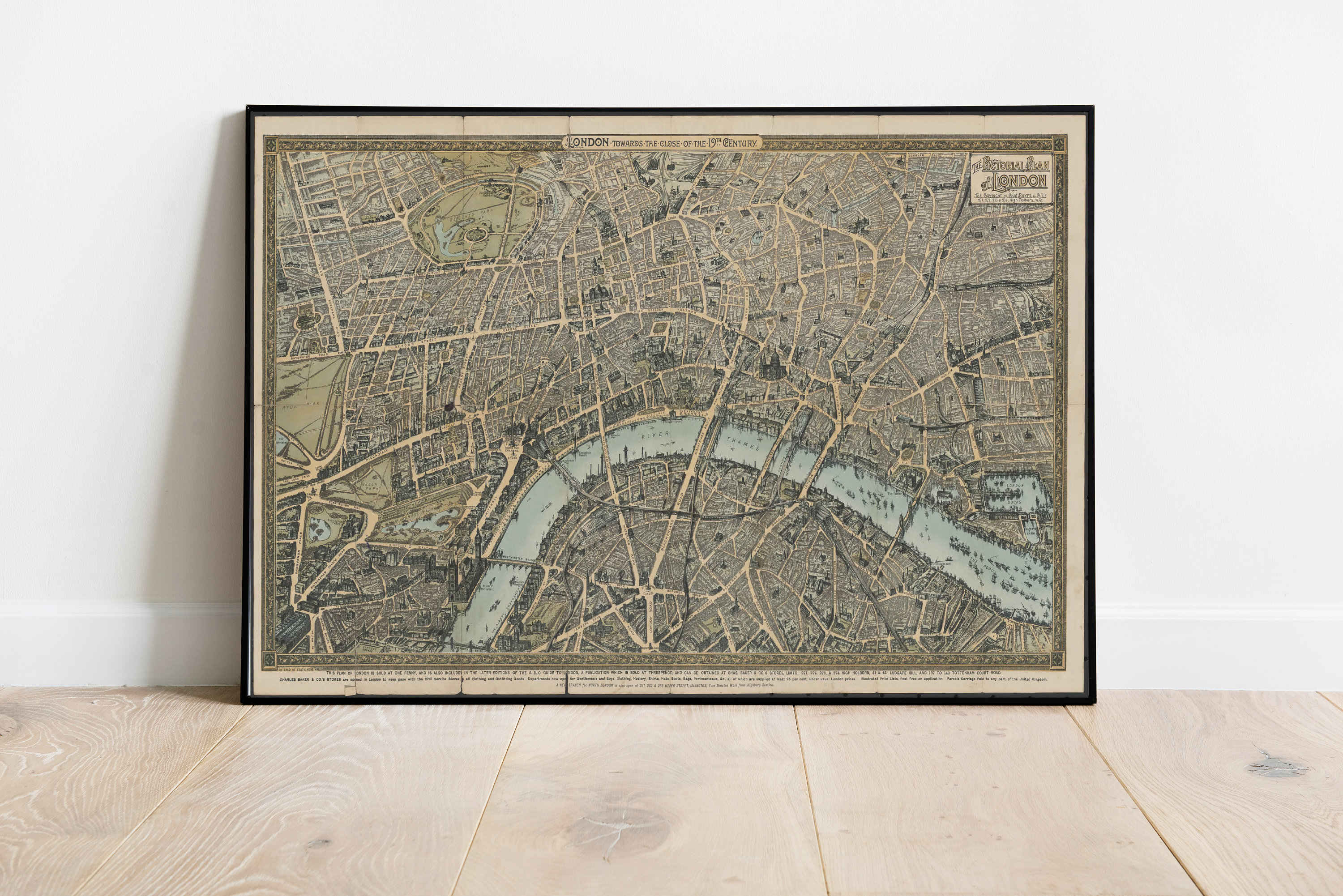 Old Map of London 1892 Birdseye View London Vintage Map | Vintage ...