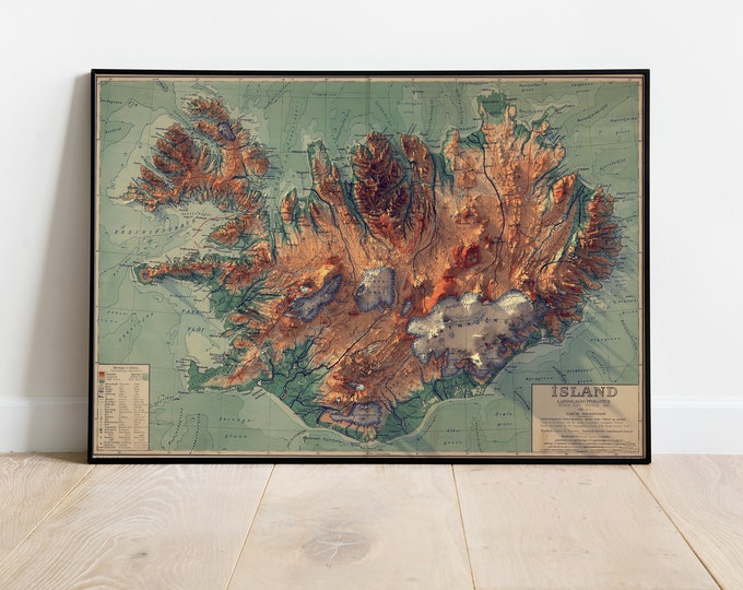 Old Map of Iceland Islandia 1898 Geological Map, AM34 - Etsy Canada