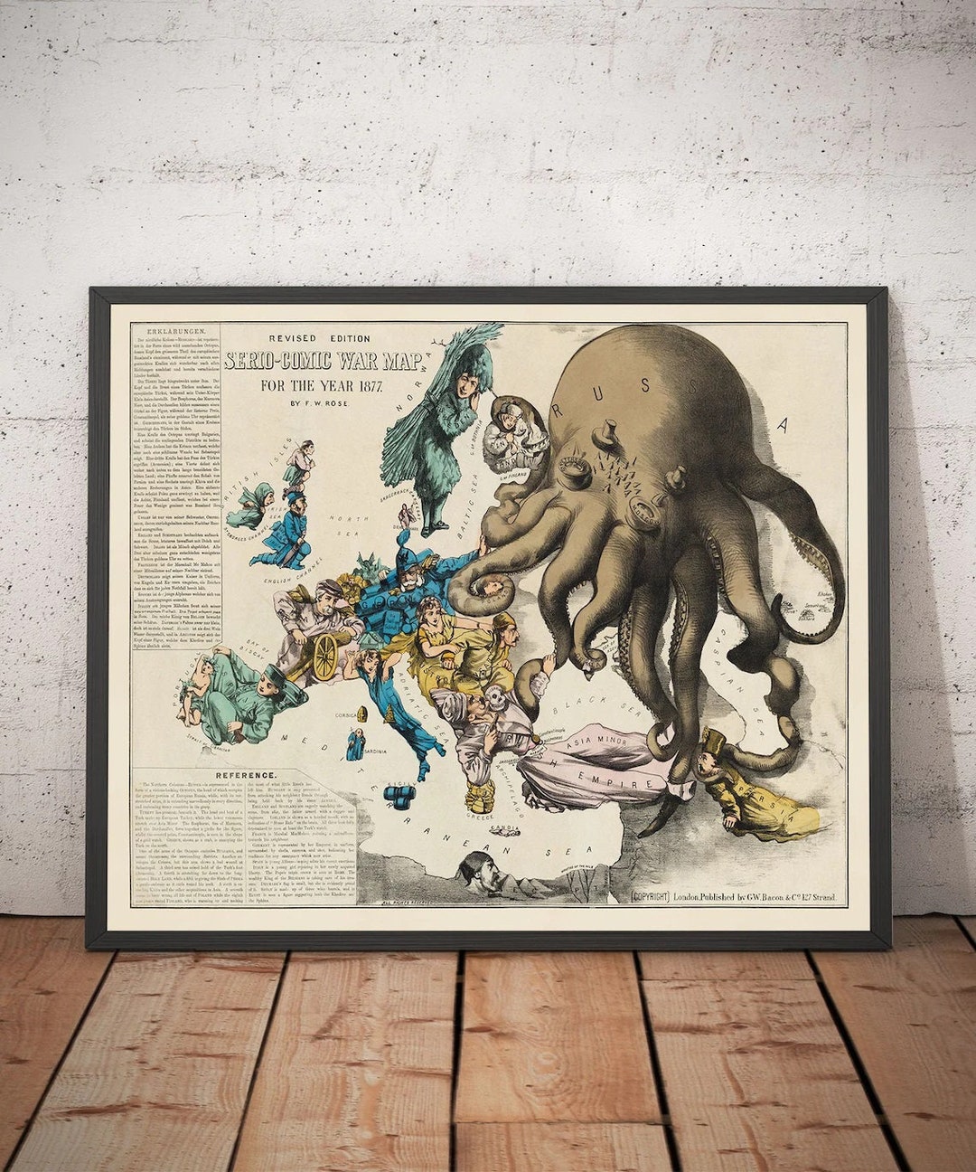 Old Map of Europe, 1877 by Fredrick Rose - 19th Century Propaganda ...