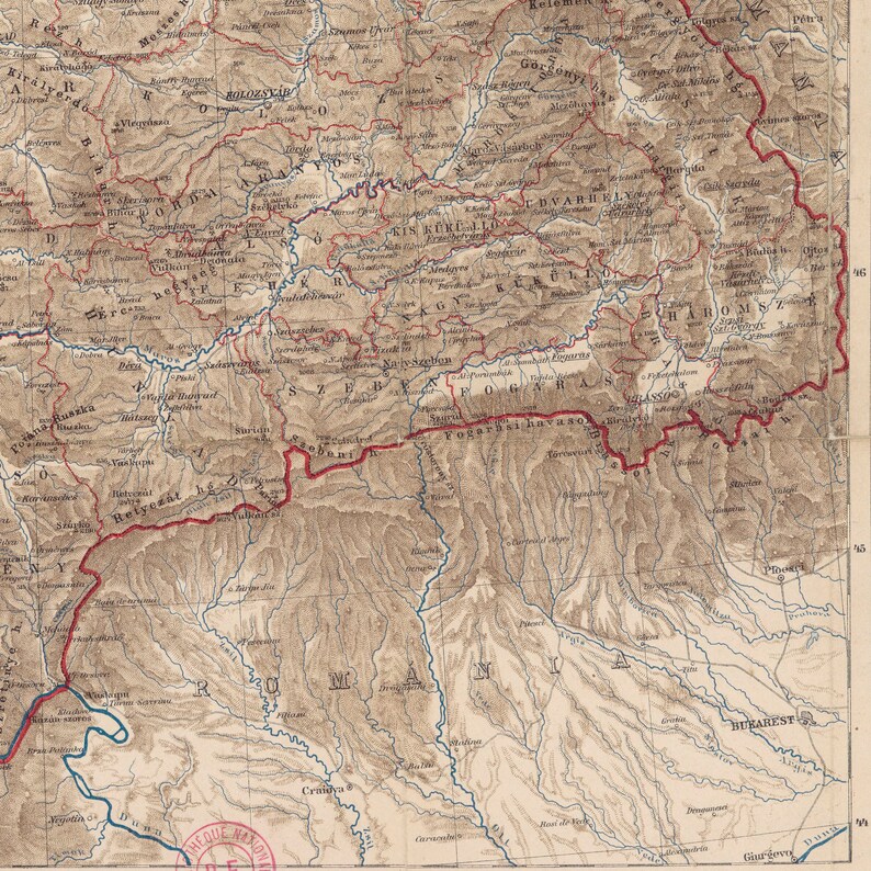 Vintage Map of Hungary, Old Hungary Map, Hungary Poster Map, Hungary ...