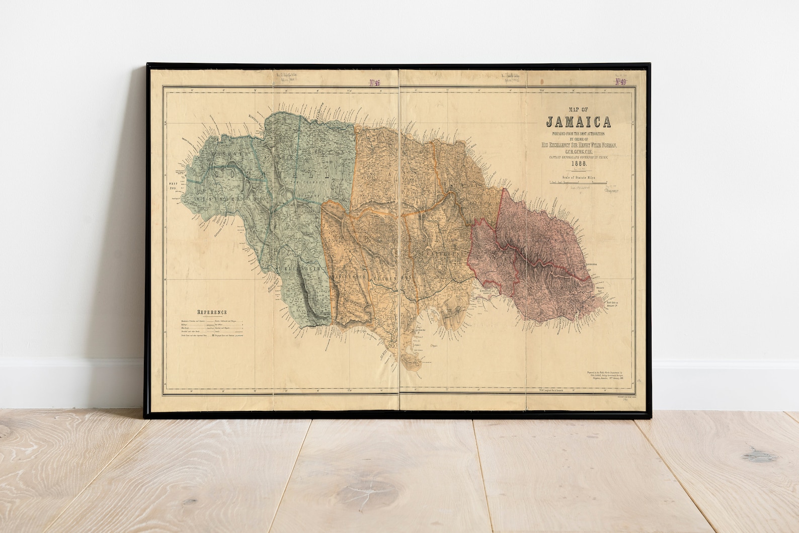 Old Map of Jamaica 1888 Vintage Map of Jamaica | Vintage Poster Wall ...