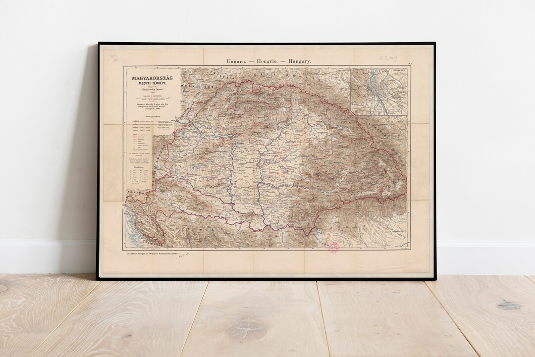 Vintage Map of Hungary, Old Hungary Map, Hungary Poster Map, Hungary ...