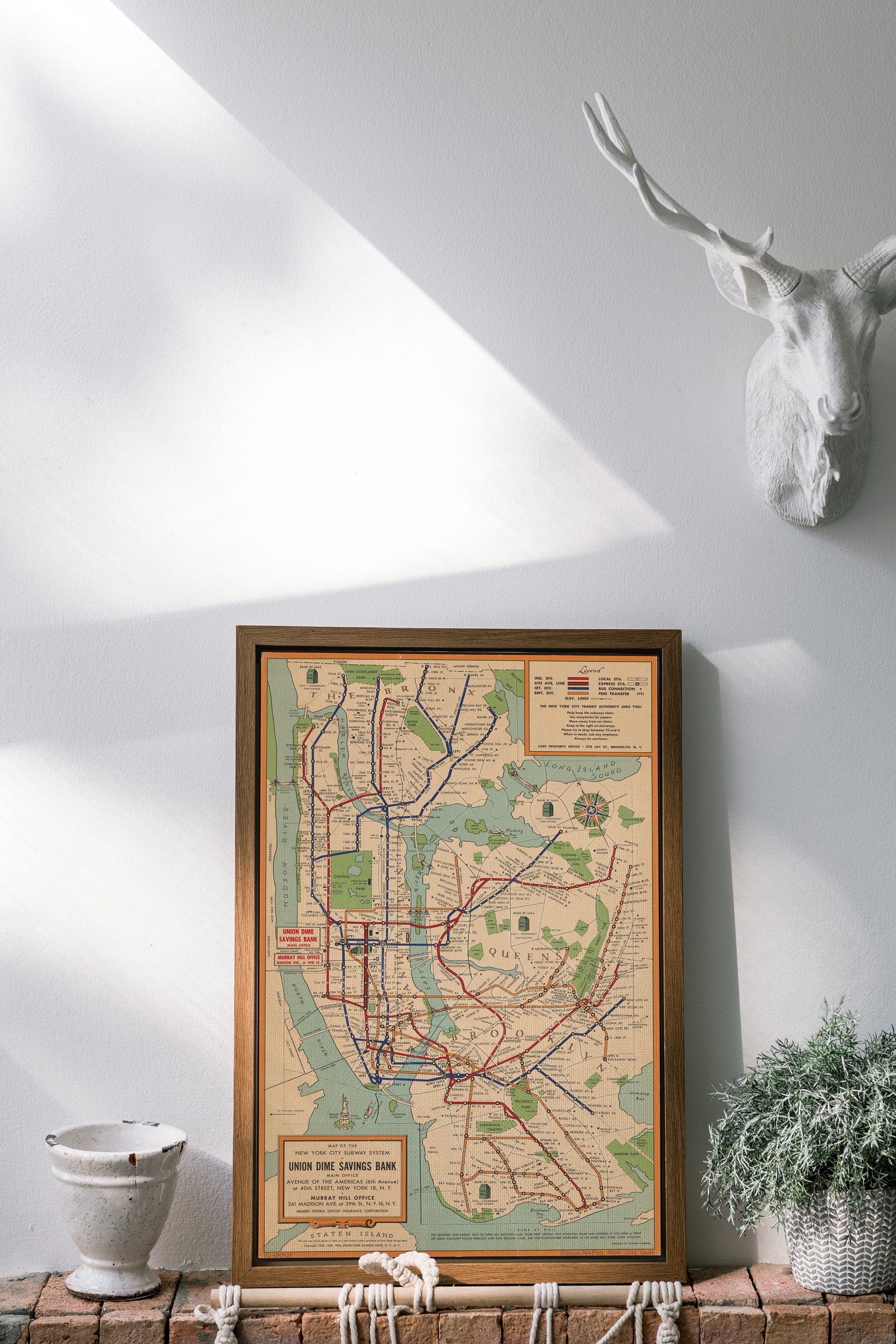 Buy Old Map of New York City Subway System, 1954 Vintage Subway Map ...
