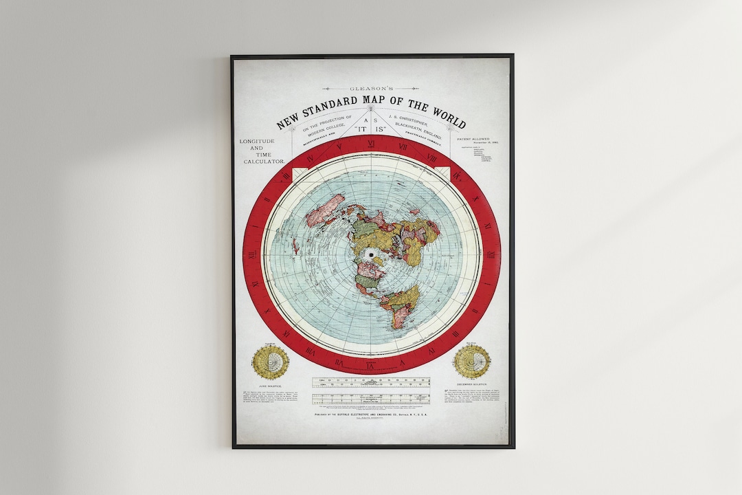 Flat Earth Gleason Map RESTORED EDITION Old Map, Large Map, Antique ...