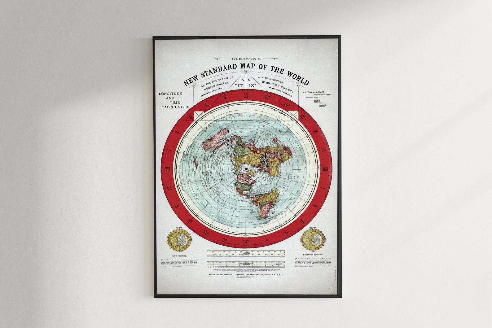 Flat Earth Gleason Map RESTORED EDITION Old Map, Large Map, Antique ...