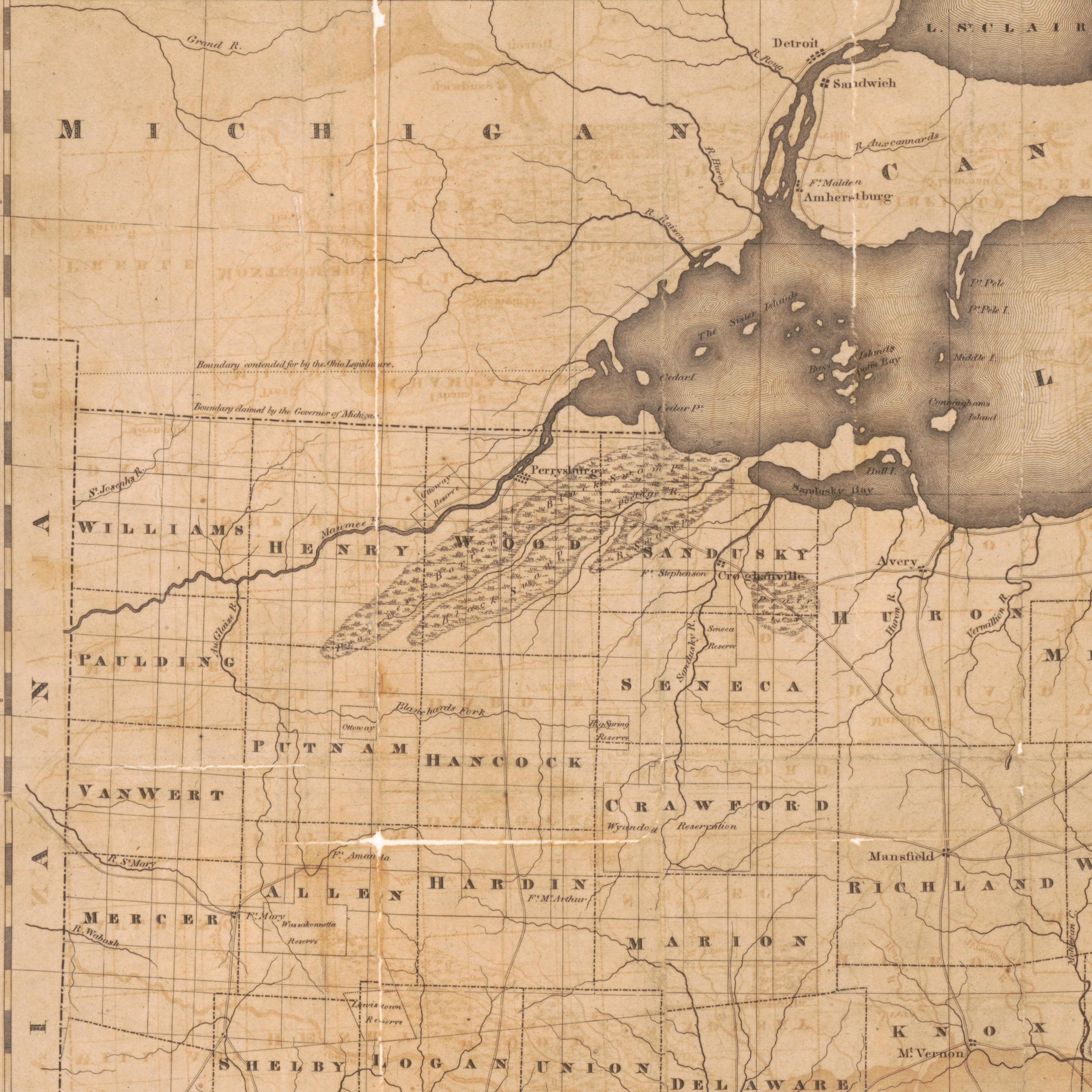 Old Map of Ohio - Fine Reproduction Ohio Map - Vintage Style Ohio Wall ...
