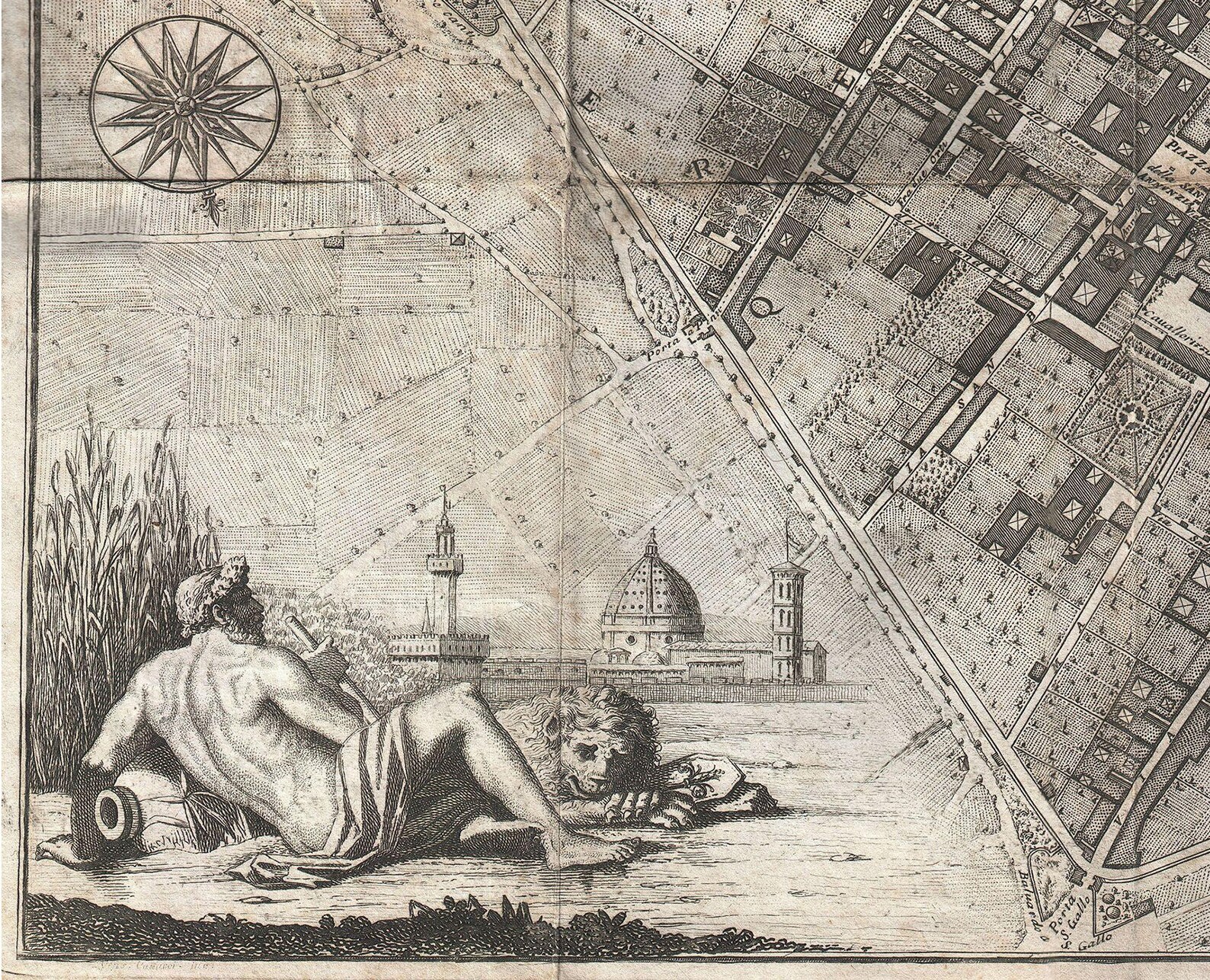 Old Map of Florence Italy 1847 Florence Map up to 42x56" (107x143cm ...