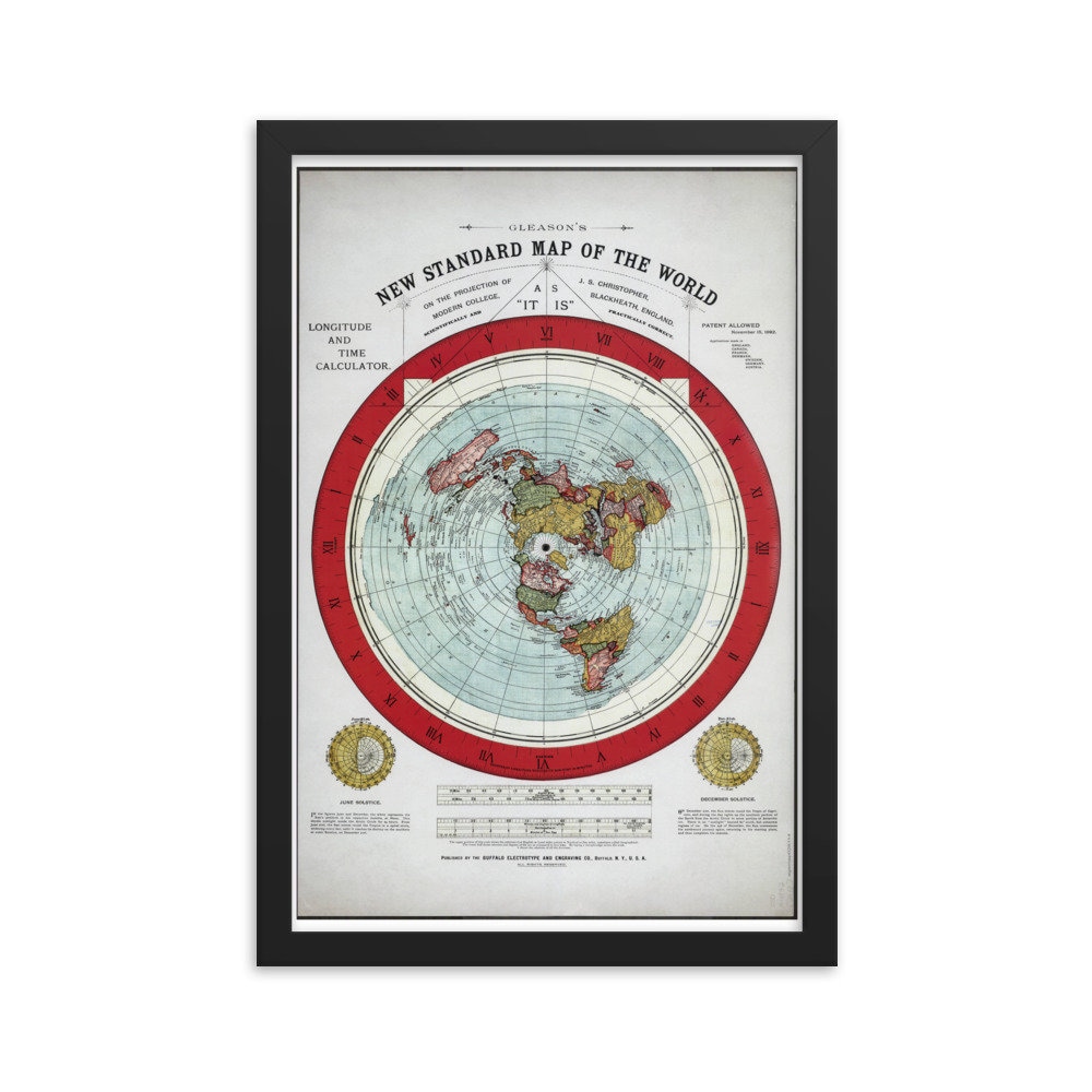 Flat Earth Gleason Map RESTORED EDITION Old Map, Large Map, Antique ...