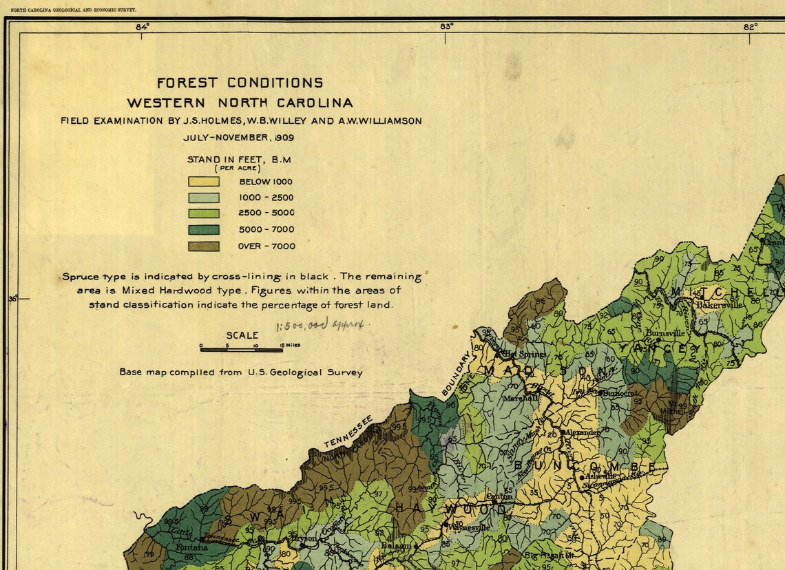 Map 1909 Map Forest Conditions of Western North Carolina. Map Subjects ...