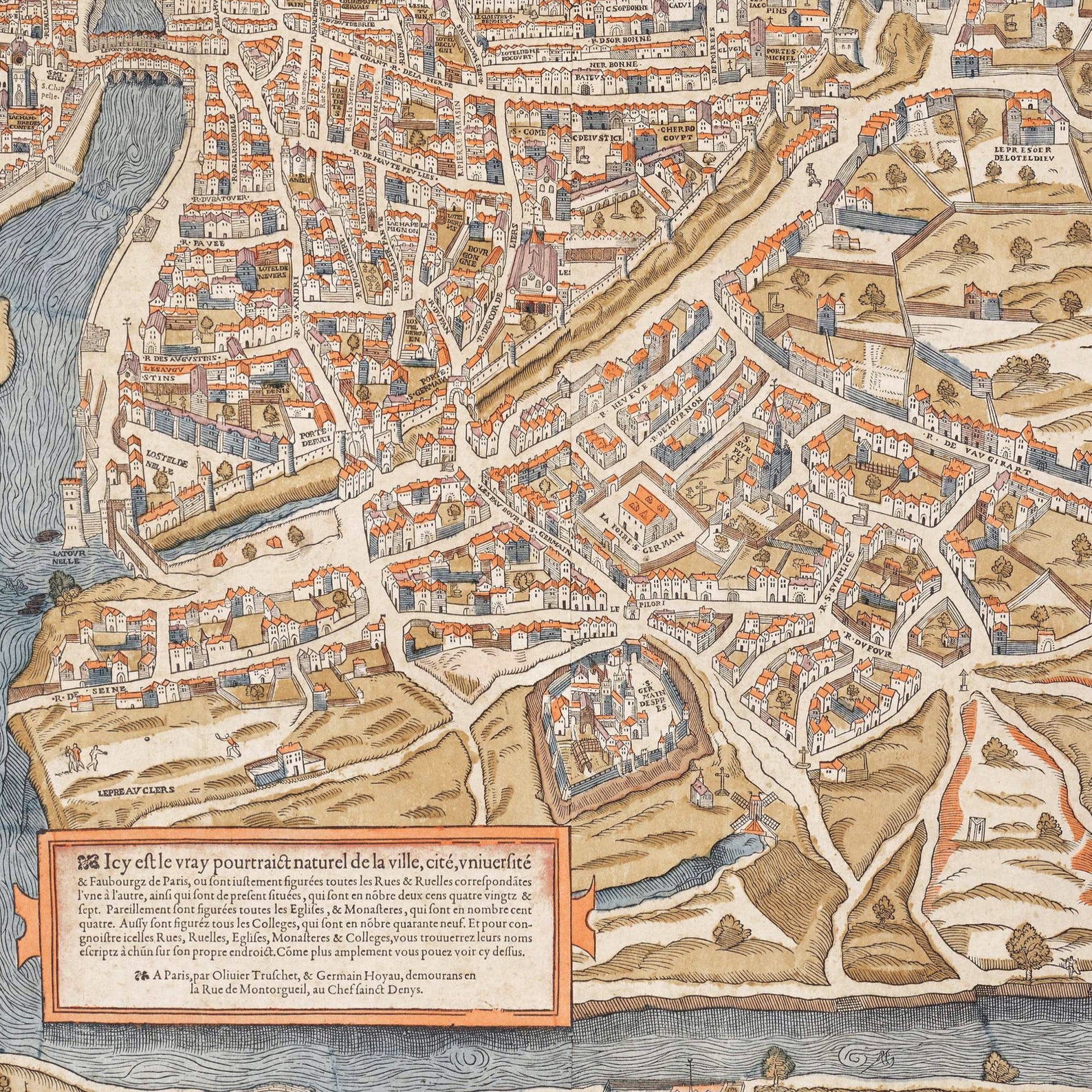 Old Map of Paris 1550 France Vintage Paris Plan | Vintage Poster Wall ...