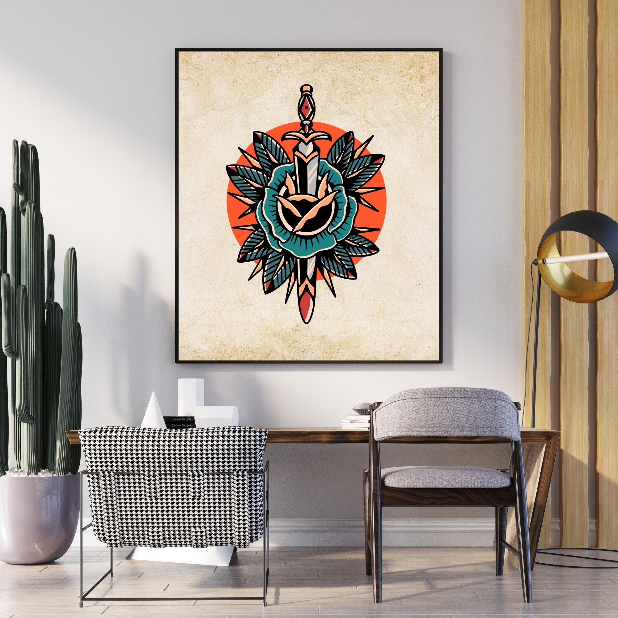 Traditional Tattoo Roses, Purple Rose Tattoo, Blue Rose, Scythe, Sword ...