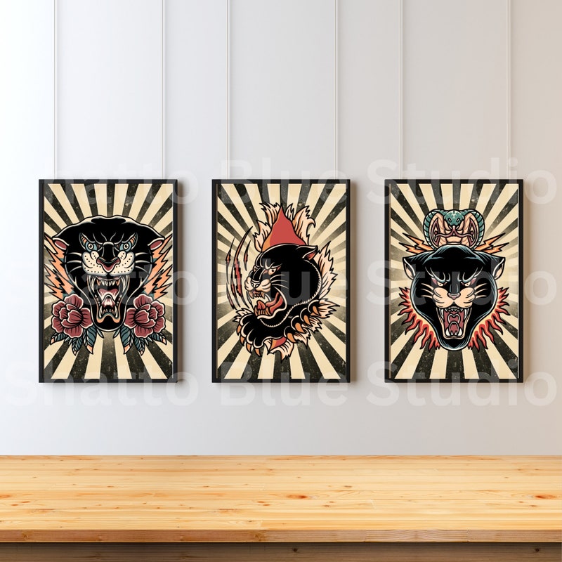 Panther Tattoo Flash - Etsy UK