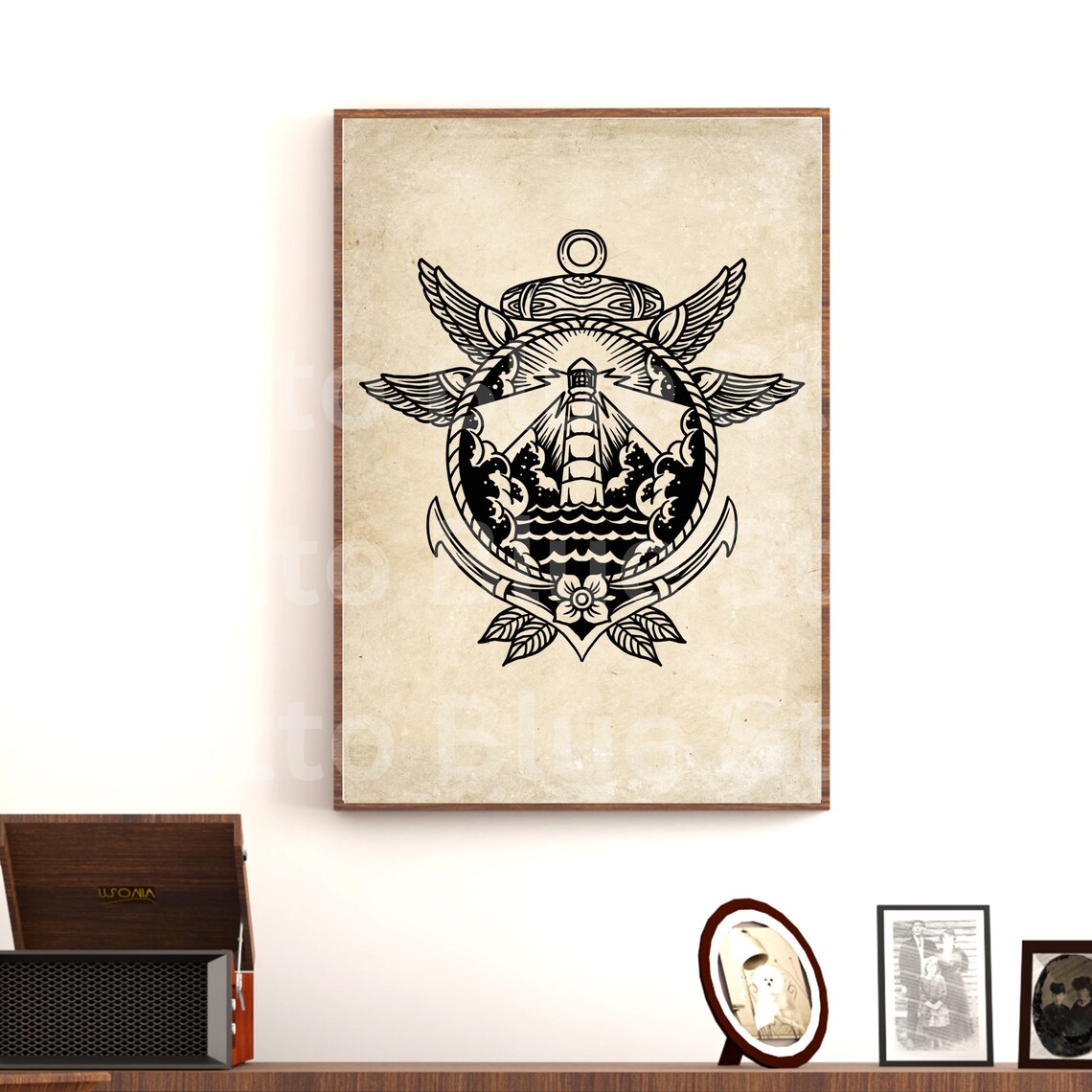 Nautical Anchor Tattoo Flash Sheet Set: Grayscale Old School Prints ...