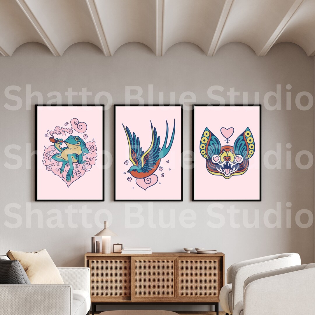 Traditional Tattoo, Swallow Bird, Batty for You, Puffing Love Frog ...