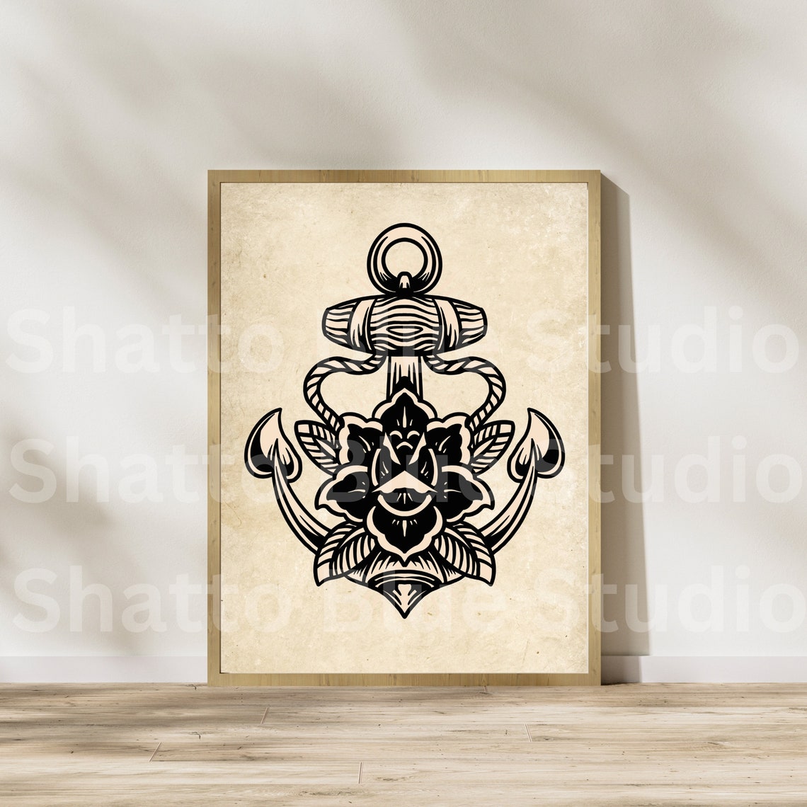Nautical Anchor Tattoo Flash Sheet Set: Grayscale Old School Prints ...