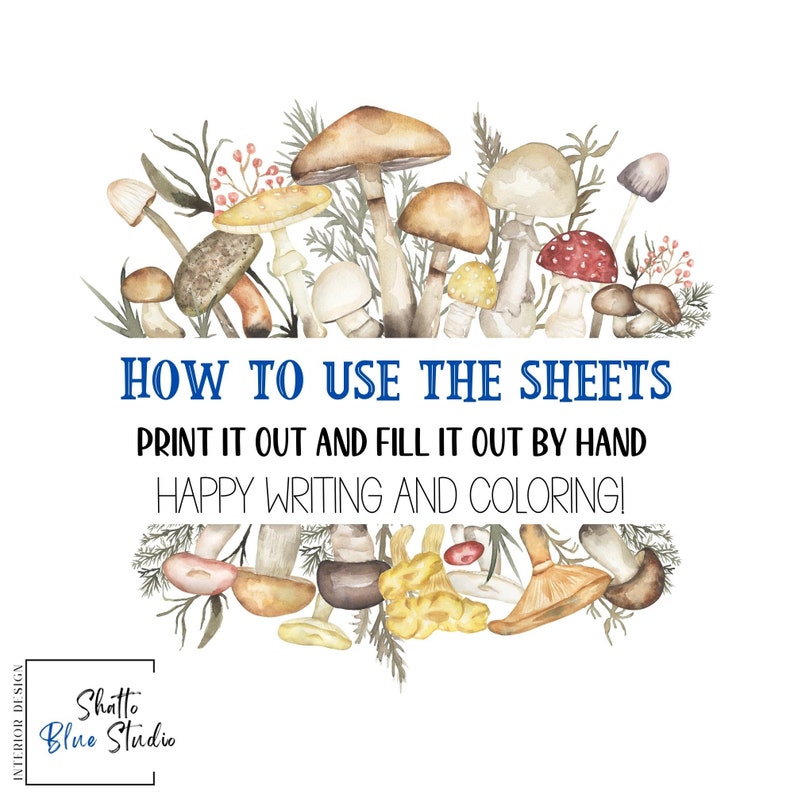 Mushroom Stationery Printable Fungi Writing Paper Forest Nature ...