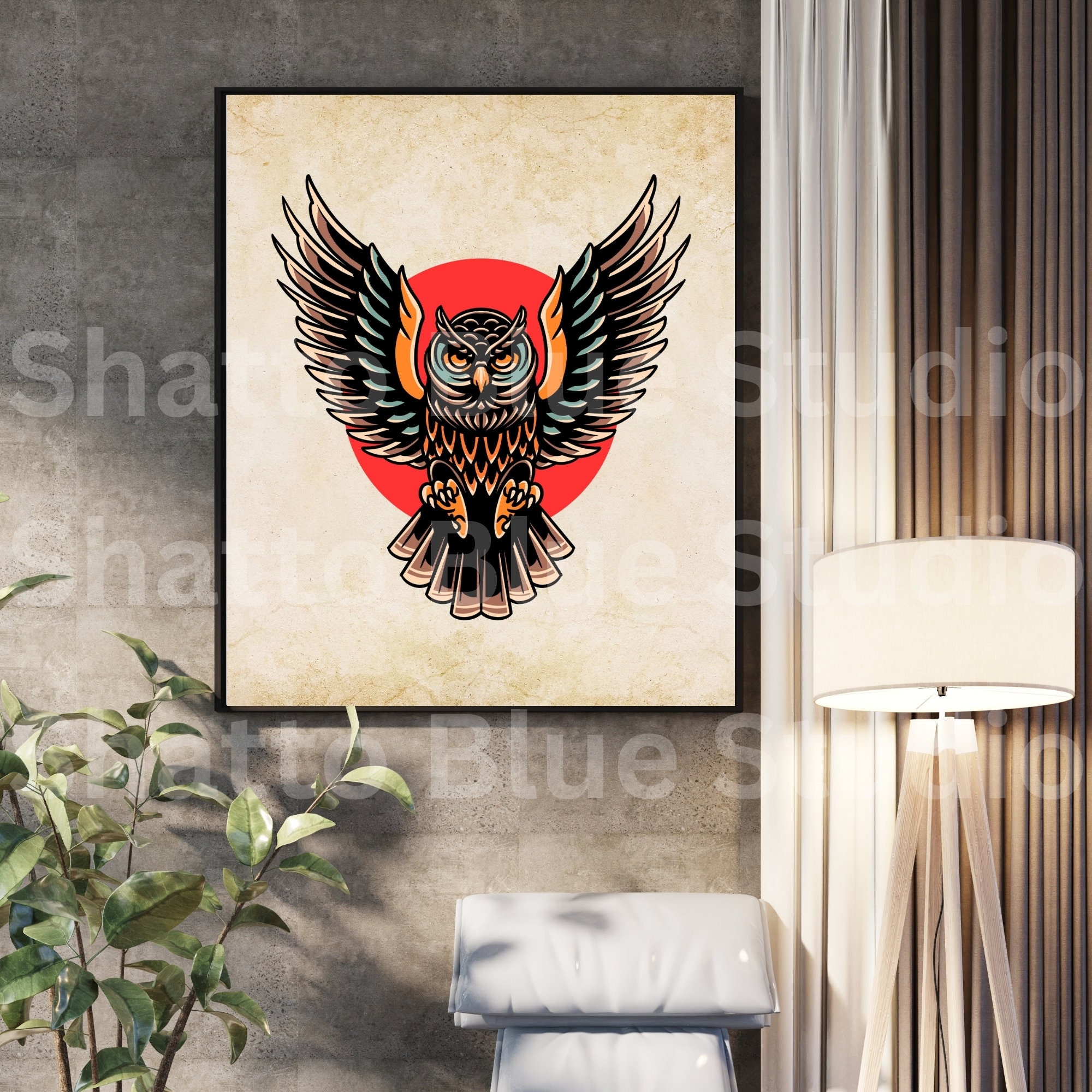 Owl Traditional Tattoo Flash, Owl Tattoo, Set of 3, Old School Ink ...