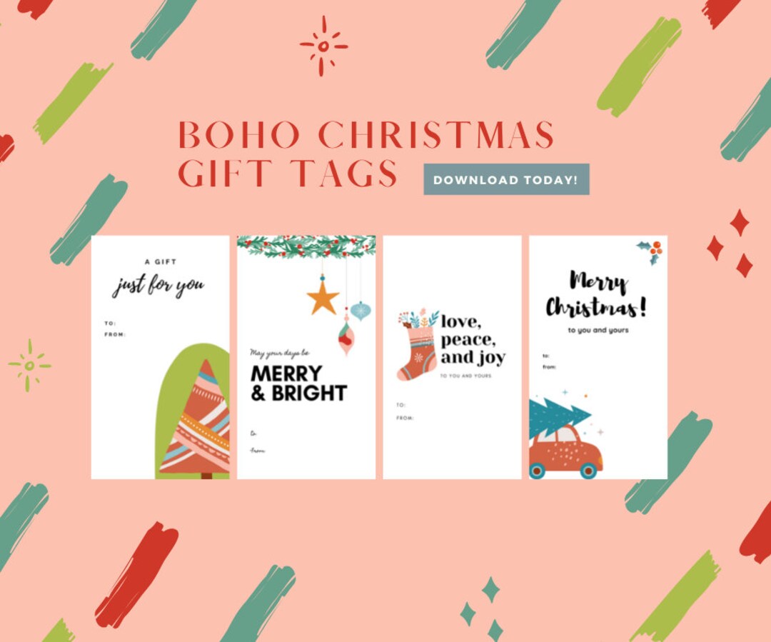 Boho Christmas Gift Tags Holiday Gift Wrapping PDF - Etsy