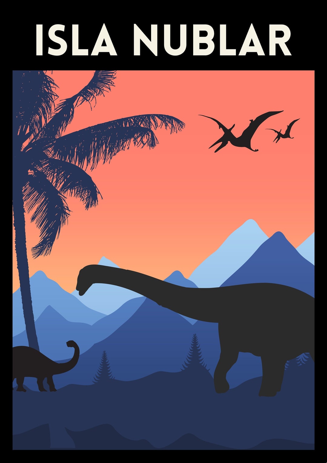 Isla Nublar Travel Poster Jurassic Park Digital Download Etsy