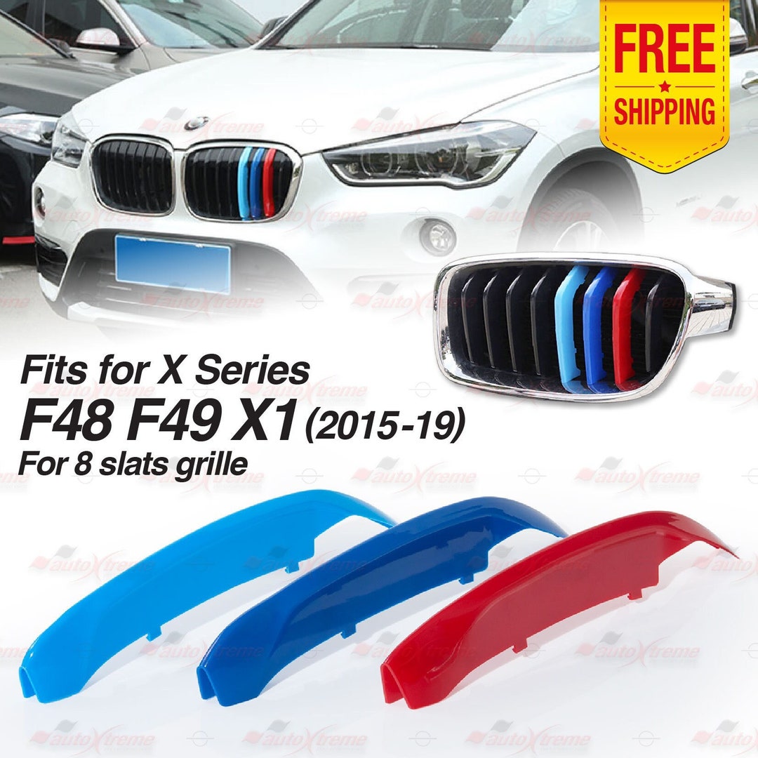 Tri-color 8 Bars Front Kidney Grille Sports Trim Cover Clips for BMW X1 ...