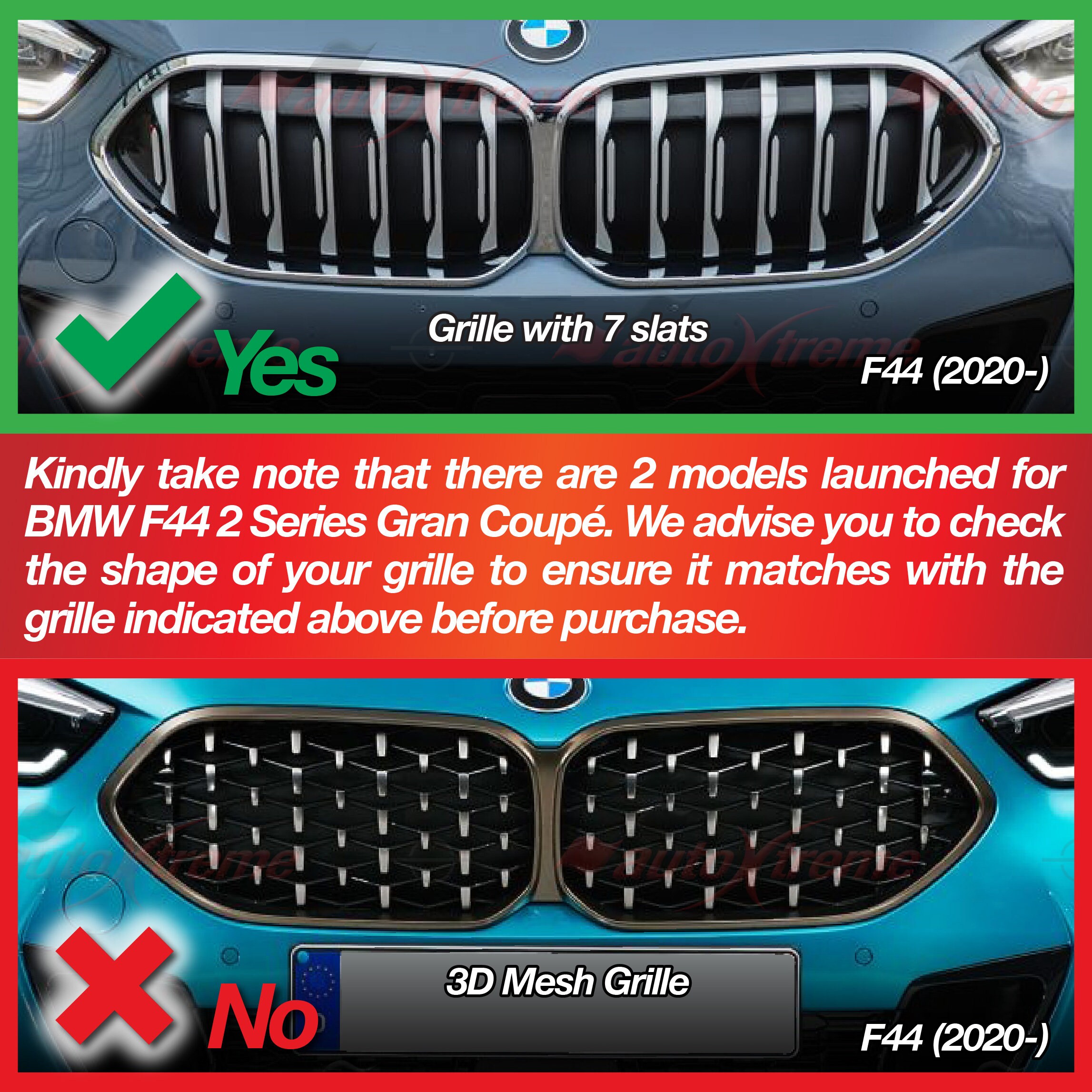 Tri-color 7 BARS Kidney Grille Front Cover Insert Clips Fits BMW 2 ...