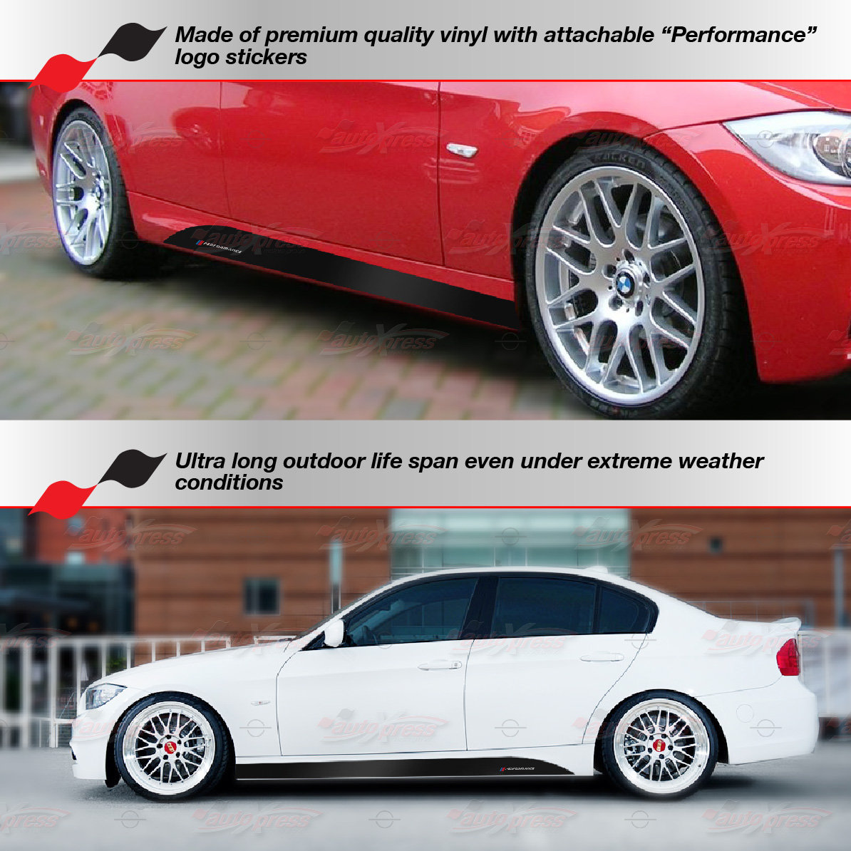 Performance Side Skirt Stickers MATTE BLACK Vinyl Styling Adhesive ...