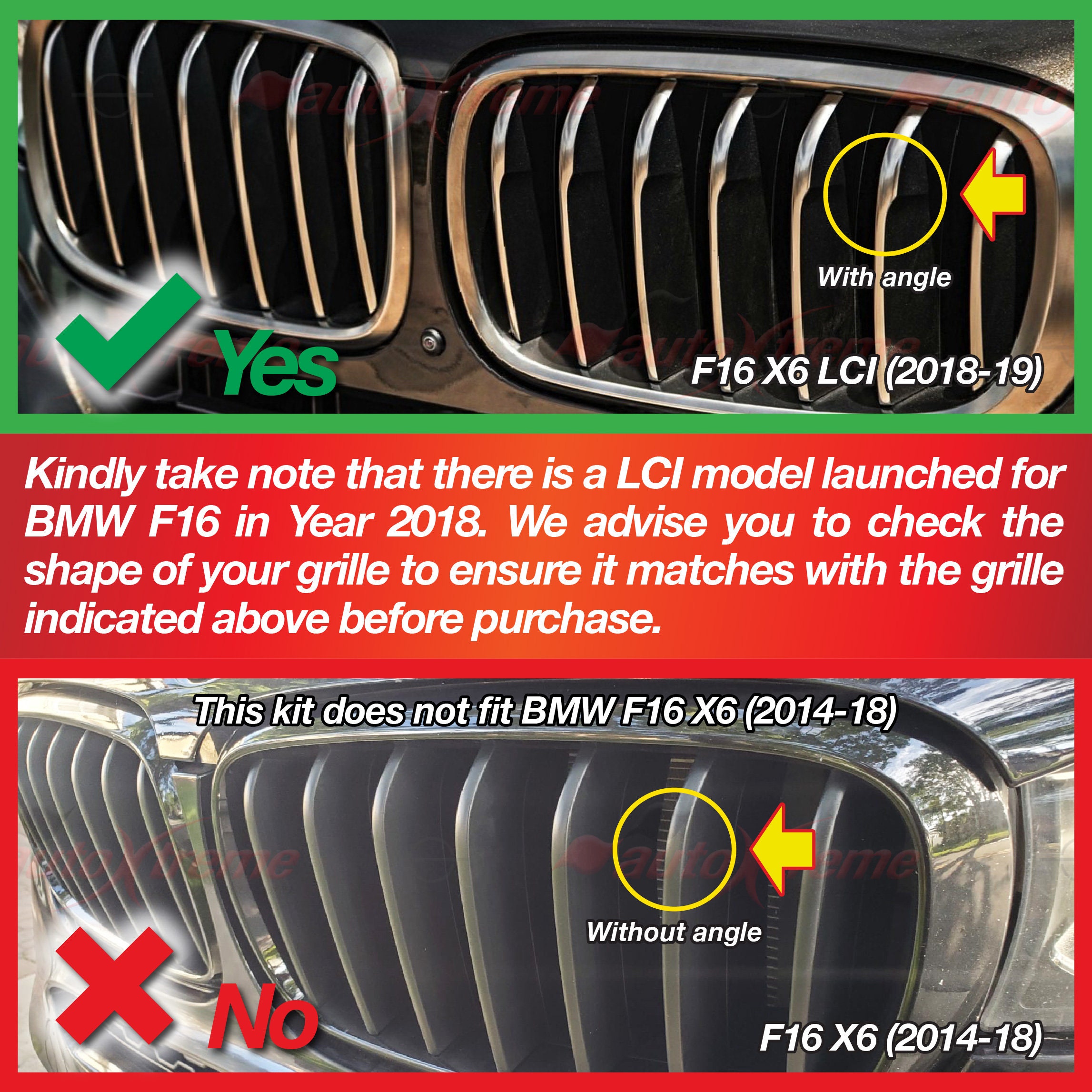 Tri-color 7 BARS Kidney Grille Front Cover Insert Clips Fits BMW X6 ...