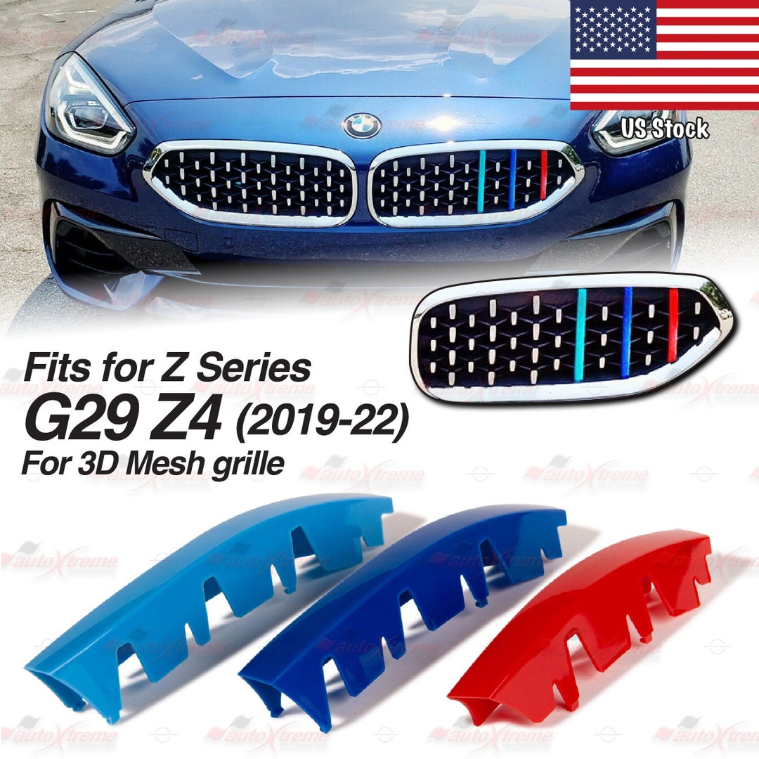 Tri-color 3D Mesh Kidney Grille Front Cover Insert Clips Fits BMW Z ...