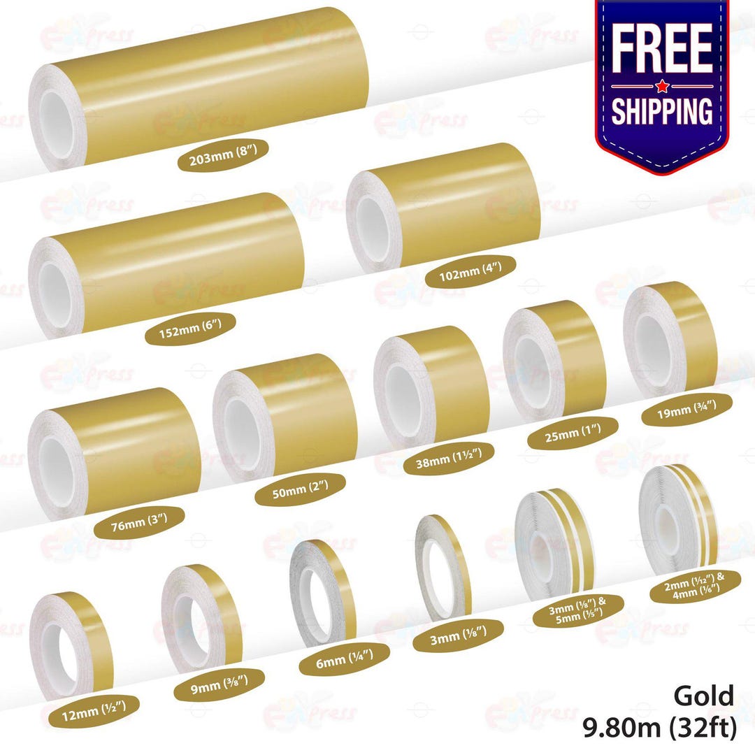 GOLD Roll Pin Stripe Car Pinstriping Styling Trim Adhesive Line Tape ...