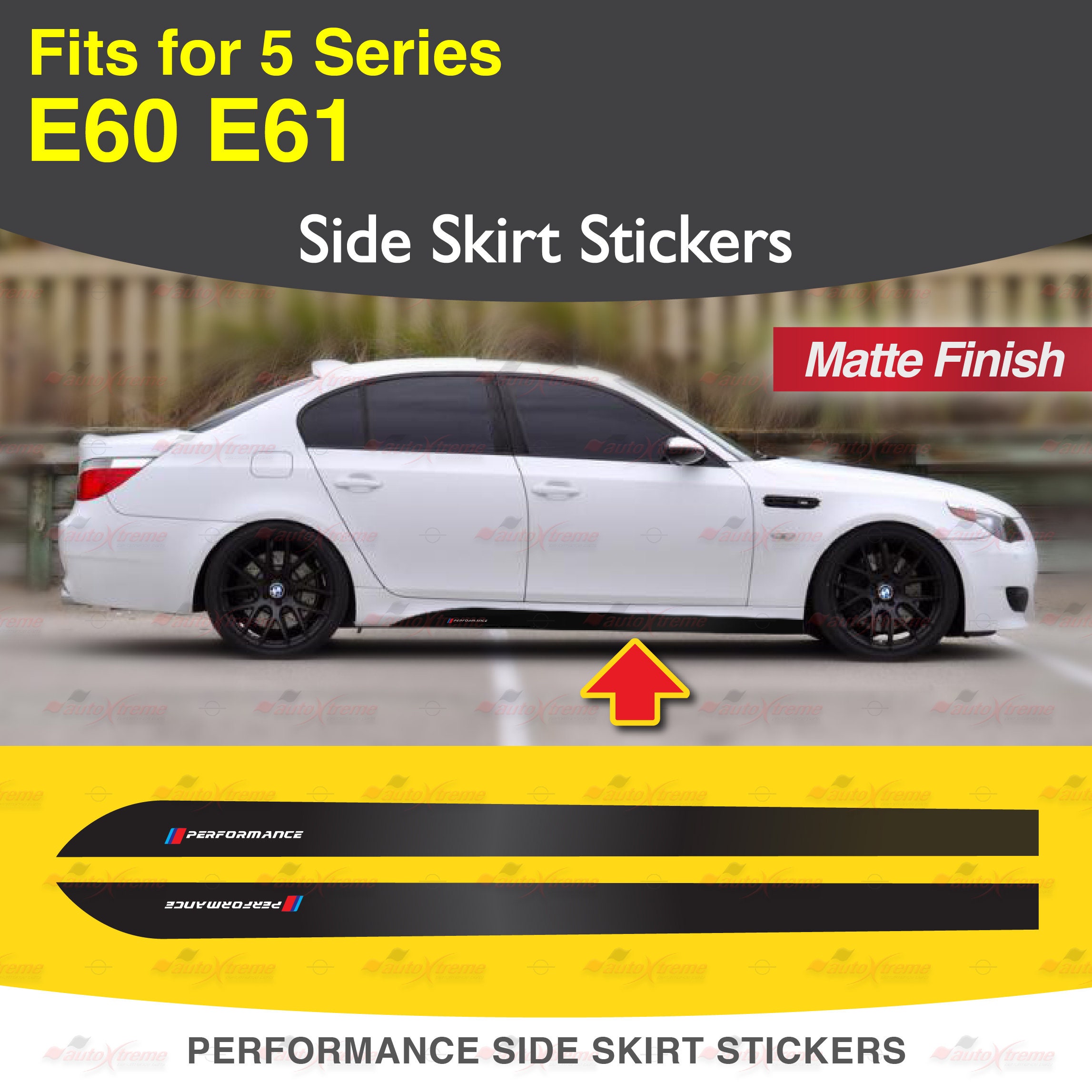 Performance Sport Side Skirt Stripes MATTE BLACK Vinyl Decals Graphic ...