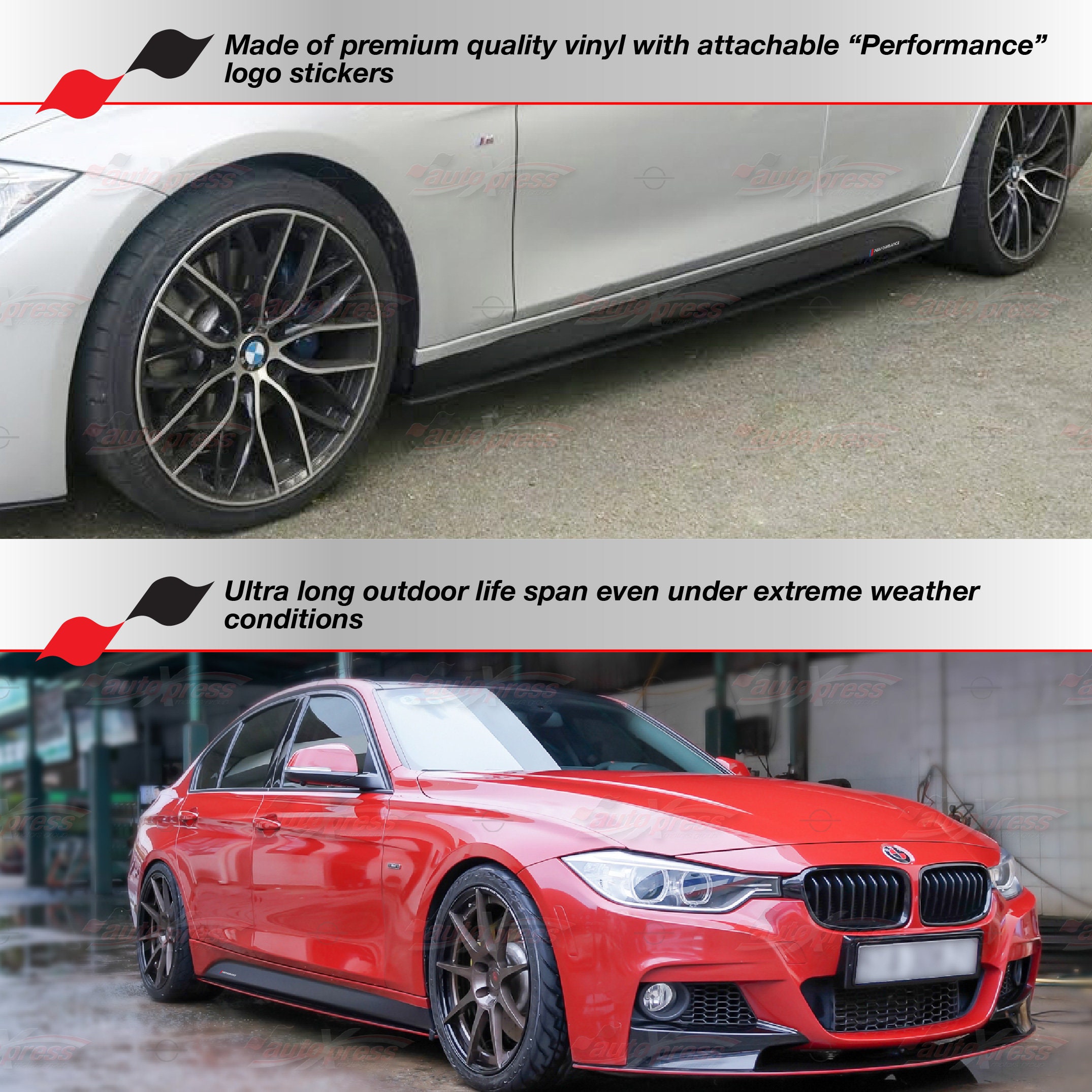 Performance Side Skirt Decals Racing Stripes DIY Selected Finish Vinyl ...