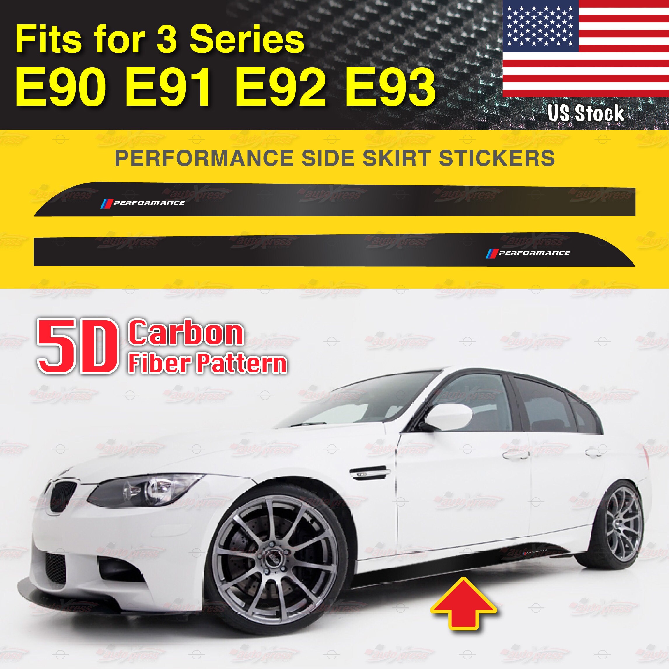 Performance Side Skirt Stickers 5D CARBON PATTERN Vinyl Styling ...