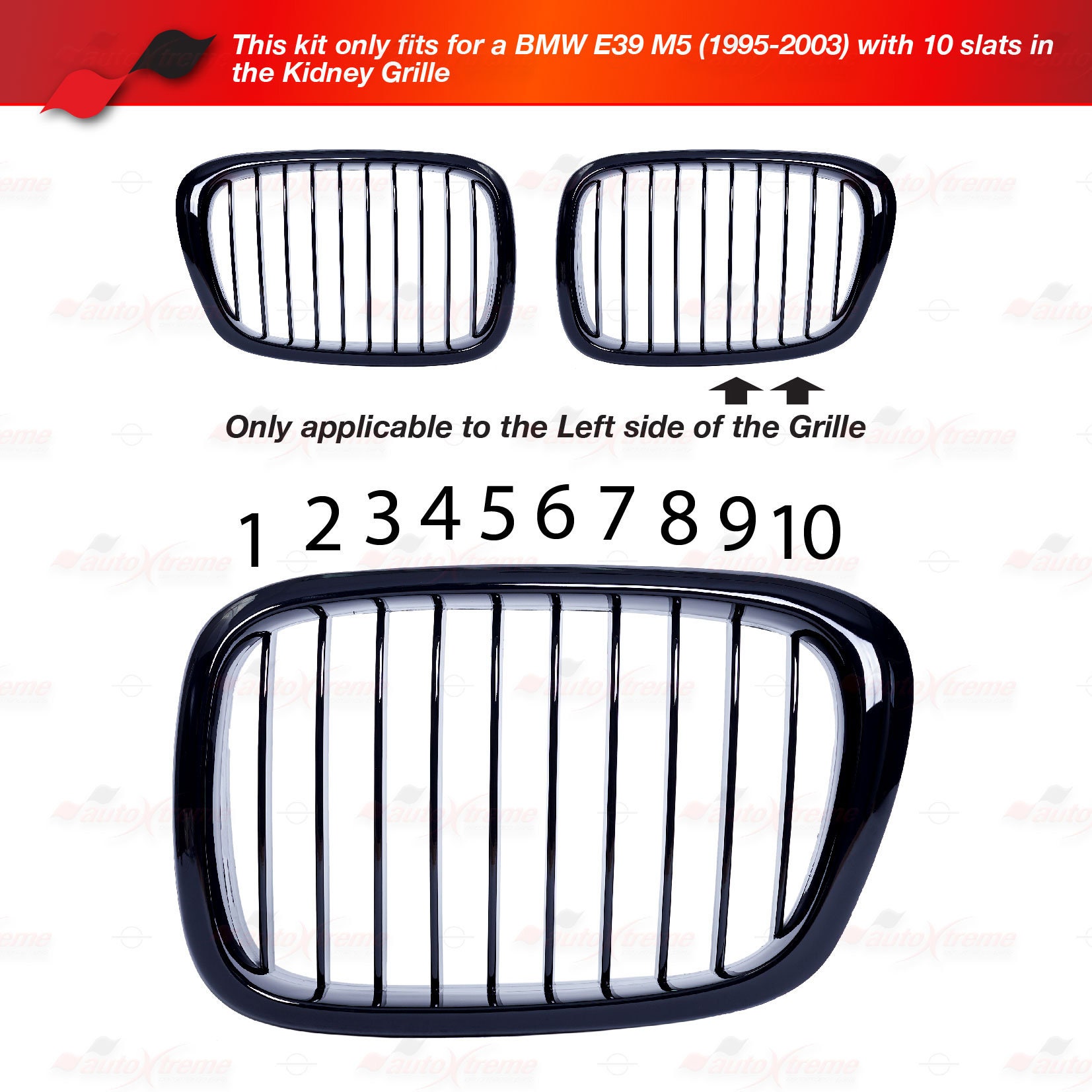 Tri-color 10 Bars Front Kidney Grille Sports Trim Cover Clips for BMW 5 ...