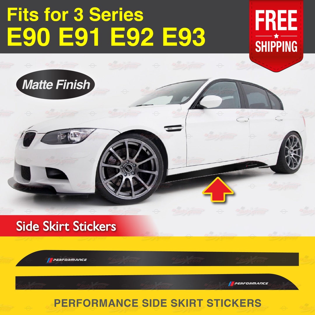 Performance Side Skirt Decals Racing Stripes MATTE BLACK Finish Vinyl ...