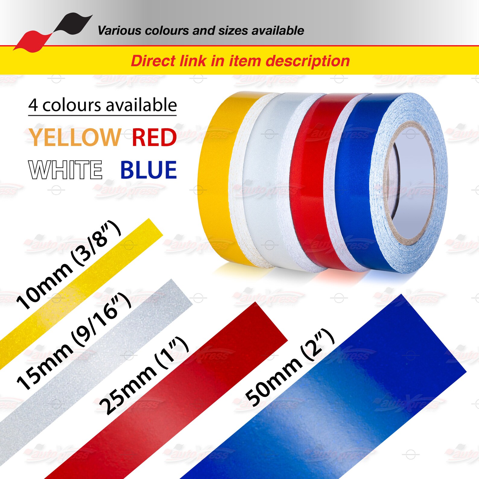 3/8" 9/16" 1" 2" High Visibility Waterproof 3M REFLECTIVE Self-adhesive ...