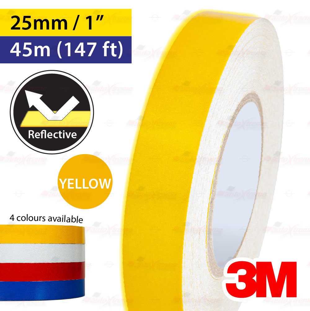 3M YELLOW Road Safety REFLECTIVE Adhesive Tapes Water Resistant Stripes ...
