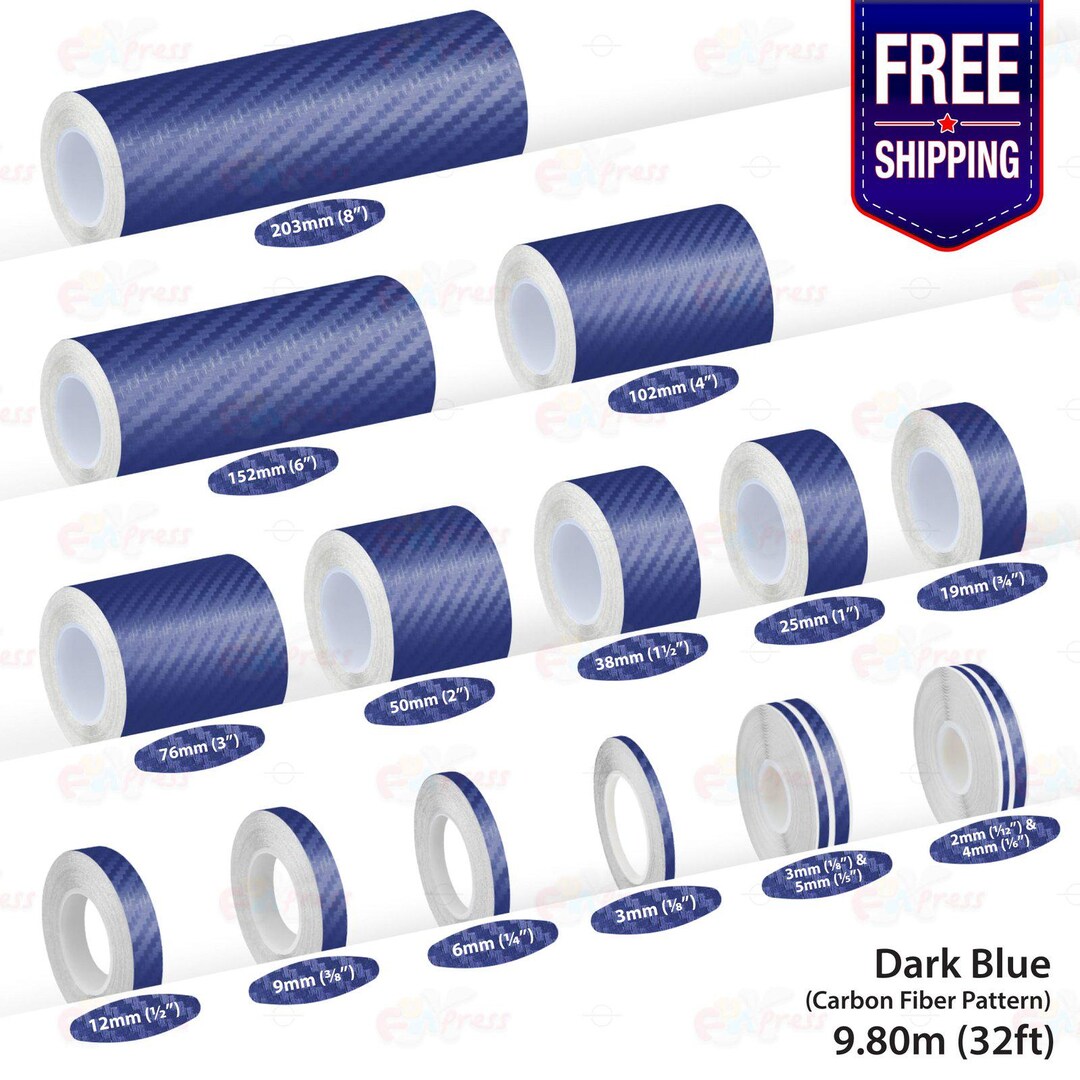 CARBON Fiber DARK BLUE Roll Pin Stripe Car Pinstriping Styling Trim ...